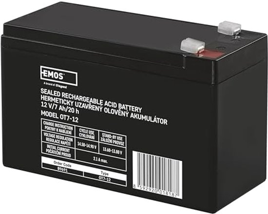 Onderhoudsvrije 12V 7Ah AGM Accu - Ideaal voor Alarmsystemen, UPS en ...
