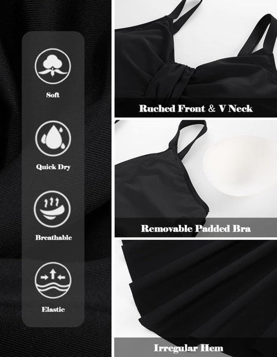 Dames Plus Size Eén Delige Badpak met Buikcontrolle en Verstelbare ...