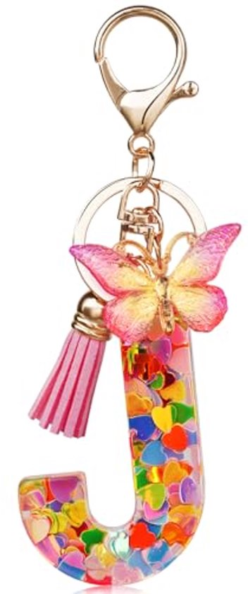 Leuke Roze Sleutelhanger met Vlinder en Alfabet Letters voor Dames en ...