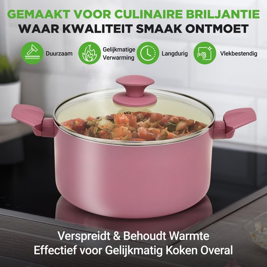 NutriChef 54-Delige Marmeren Kook- en Bakset – Inductiegeschikt ...