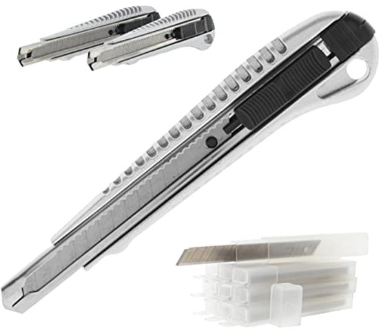 3 Professionele Aluminium Line Cuttermessen met 100 Reservemesjes | bol