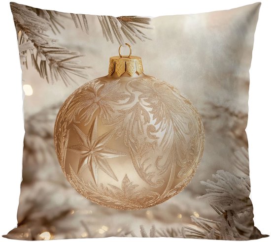 Kerstkussenhoes Fluweel Goud 40x40cm Beige-Goud | bol