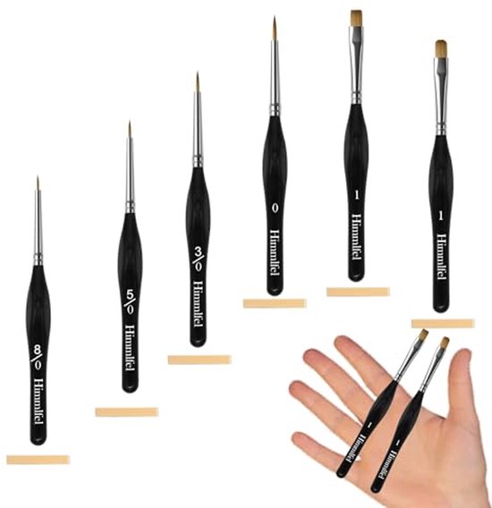 Miniature Brush Set - 6 Fine Detail Brushes for Model Making and ...