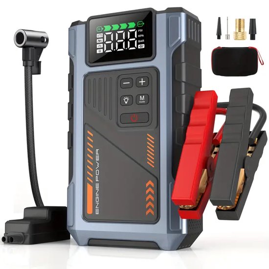 PolkaHome® 7-in-1 Jumpstarter Auto 12000mAh Powerbank met Compressor ...