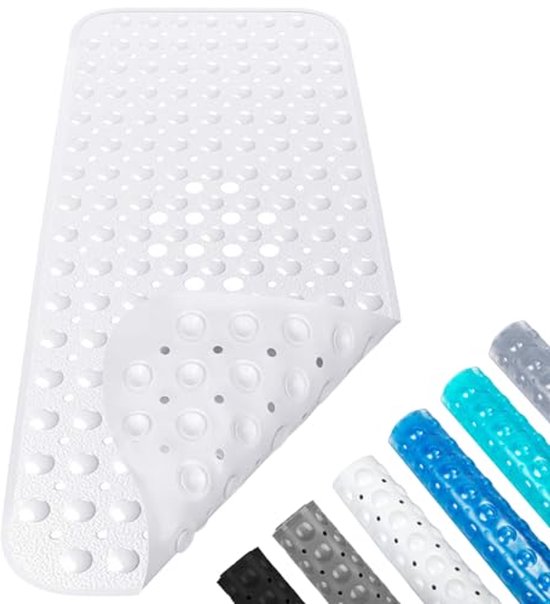 Antislip Badmat Douchemat 100 x 40 cm - Transparant Wit | bol