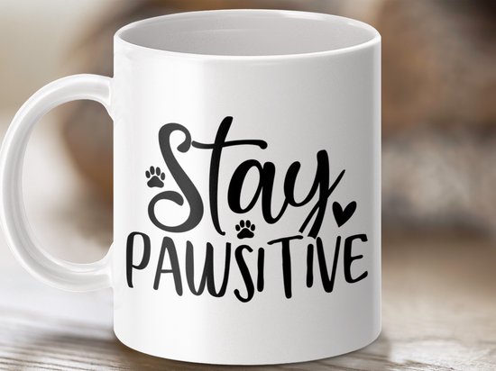 Mok - Blijf Pawsitive Mok, Hondenliefhebber Cadeau Mok, Positieve ...