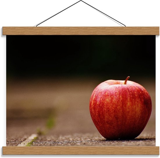 Schoolplaat – Eenzame Appel op de Grond - 40x30cm Foto op Textielposter ...