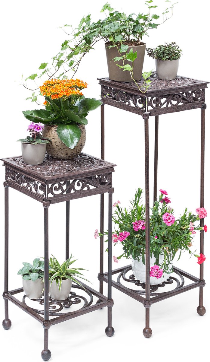 Relaxdays plantentafel gietijzer - tafeltje voor planten - plantenkruk ...