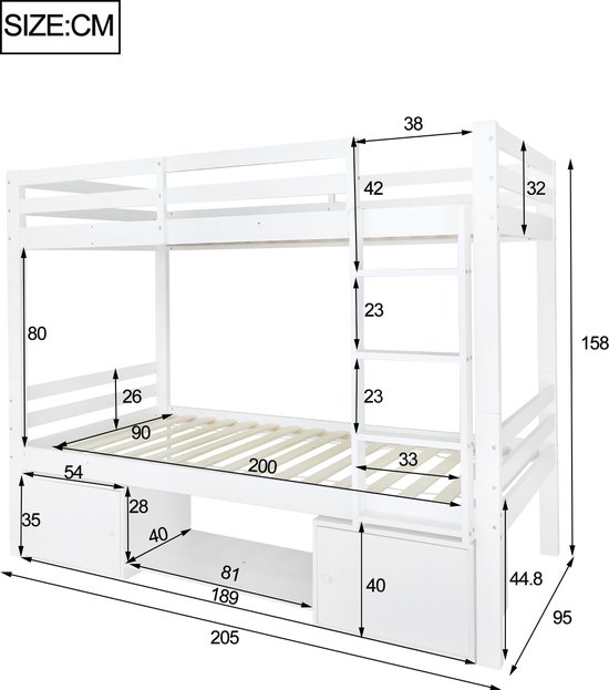 Merax Stapelbed 90x200 met Opbergruimte - Bed voor Kinderen met Ladder ...