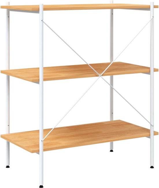 vidaXL Opbergrek 3-laags 80x40x92 cm wit en eikenkleurig - Opbergrek ...