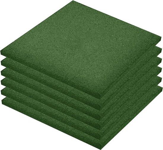 vidaXL Valtegels 6 st 50x50x3 cm rubber groen - Valmat - Valmatten ...