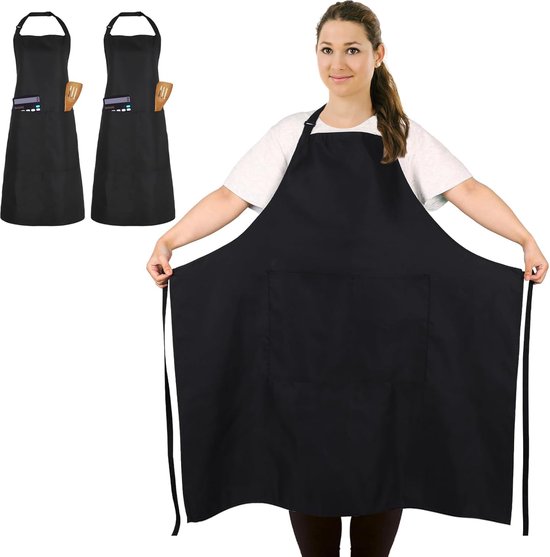 2 stuks plus size schort, kookschort, koken werkschort met 2 zakken ...