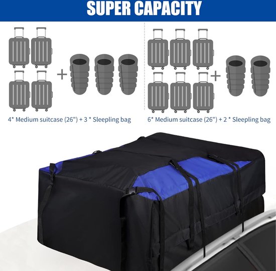 Grote autodakkoffer, XXXL, 580 liter, opvouwbare waterdichte dakkoffer ...