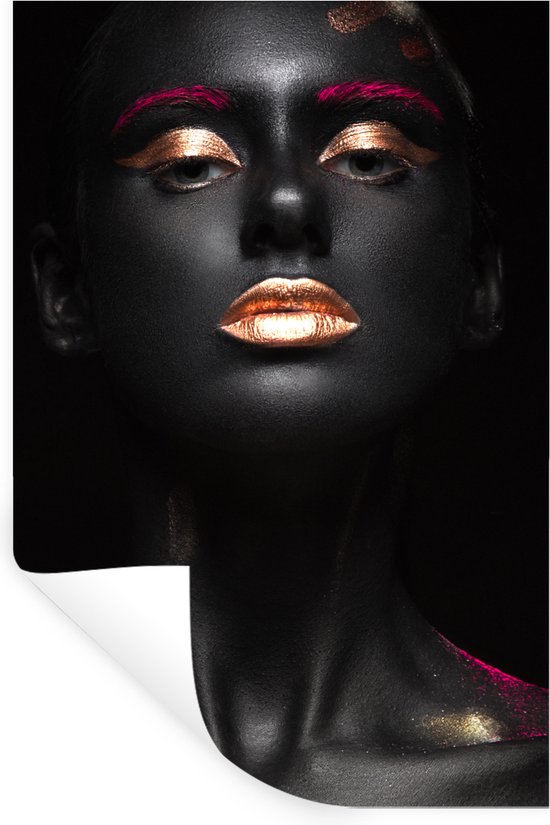 Muurstickers - Sticker Folie - Vrouw - Roze - Koper - Zwart - 60x90 cm ...