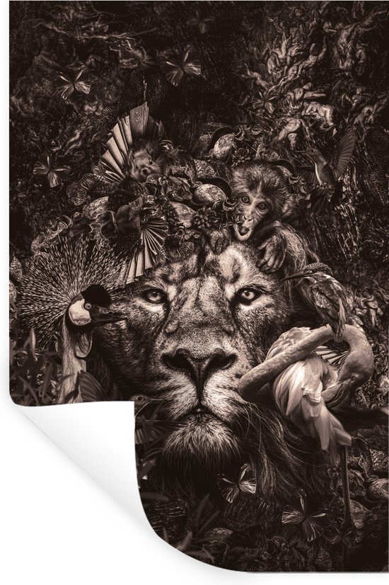 Muurstickers - Sticker Folie - Dieren - Flamingo - Leeuw - 80x120 cm - Plakfolie -... | bol