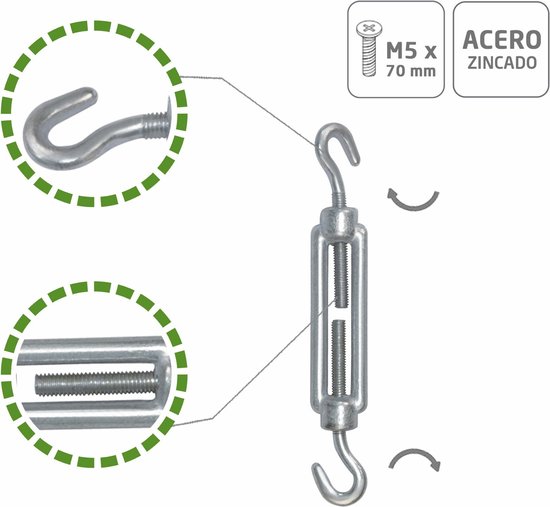 AMIG Spanschroeven/draadspanner met haak/haak - 2x - 7cm - verzinkt ...