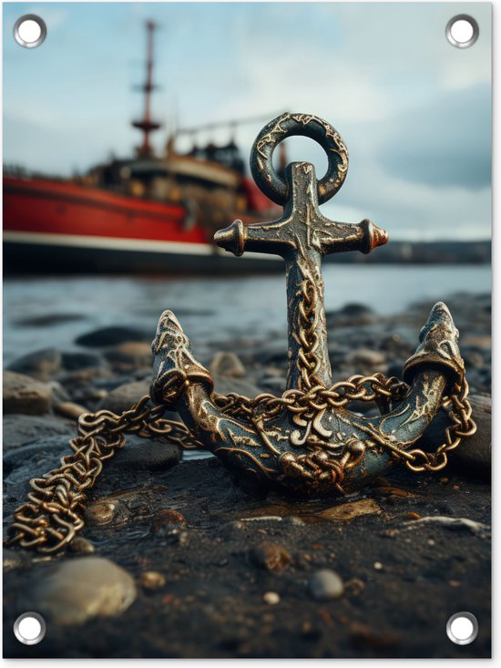 Tuin decoratie Anker - Boot - Water - Stenen - Maritiem - 30x40 cm ...