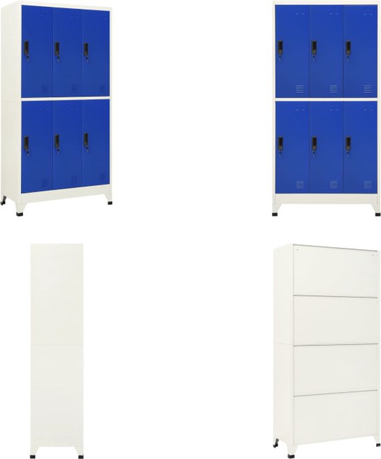 vidaXL Lockerkast 90x45x180 cm staal grijs en blauw - Lockerkast ...