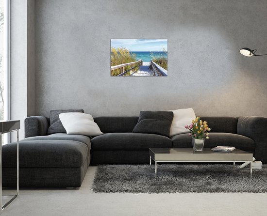 Canvas Schilderij - Strand ingang - Pad - Strand - Zee - Natuur - Schilderij Woonkamer... | bol