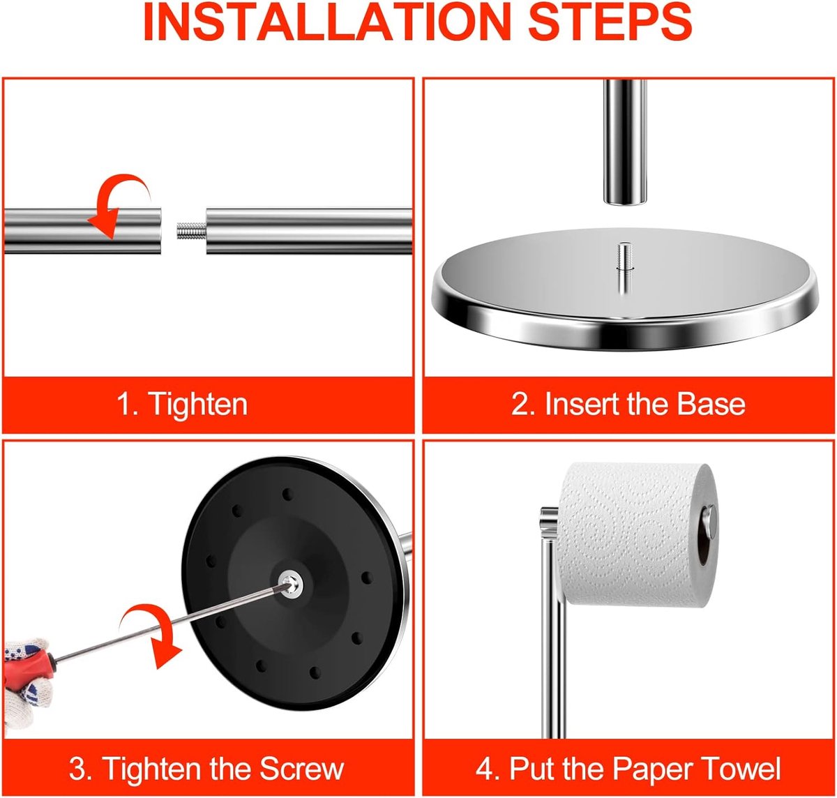 Staande toiletpapierhouder, staand, staand, wc-rolhouder zonder boren ...