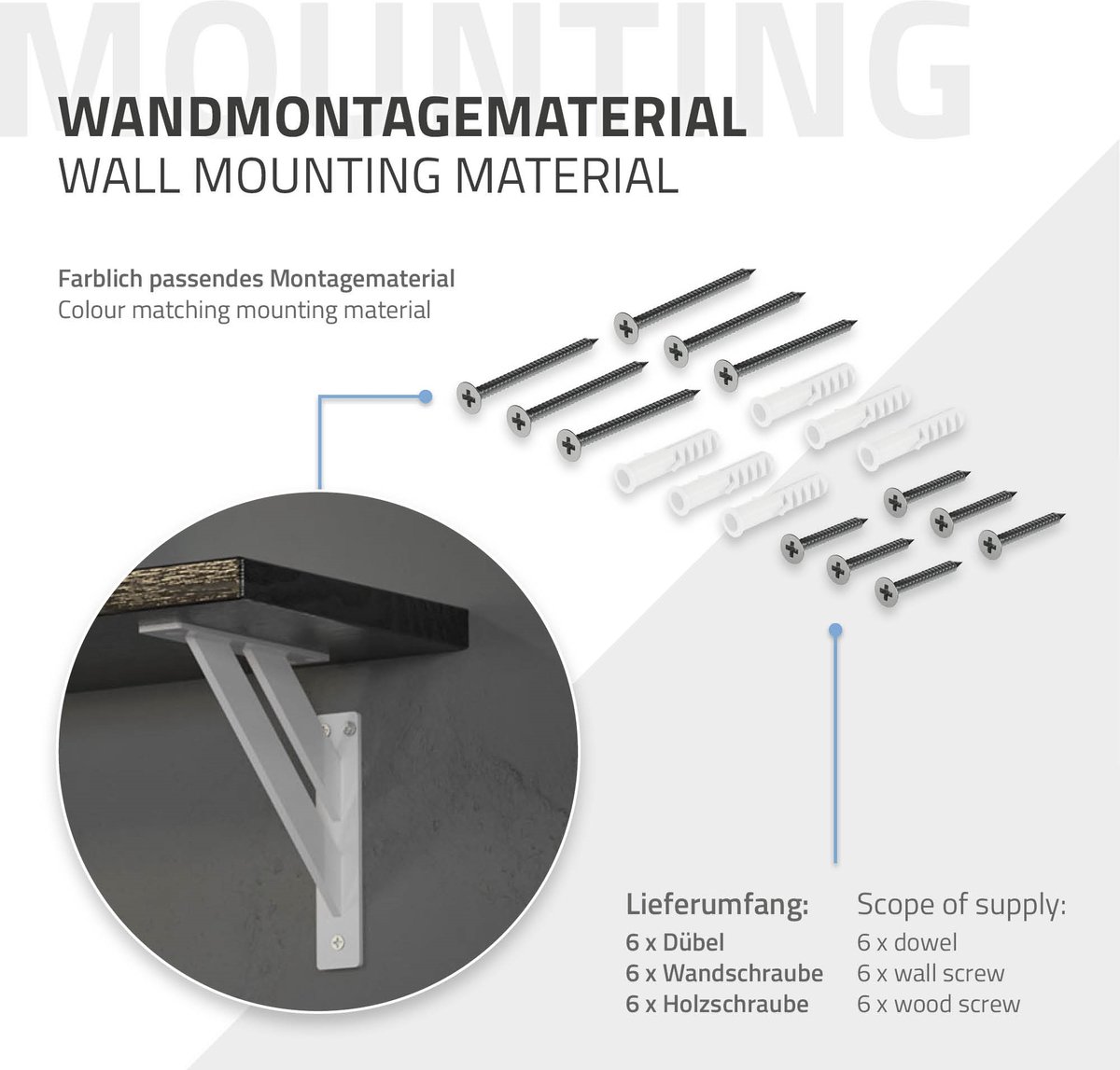 ML-Design 4 stuks plankdrager 180x180 mm, wit, aluminium, zwevende ...