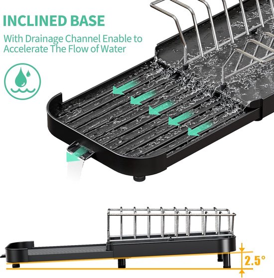 Klein droogrek voor vaatwasser, uitbreidbaar compact afdruiprek met ...