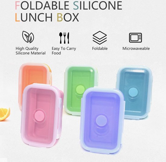 iliconen opvouwbare containers, verpakking van 3 lunchtrommel ...