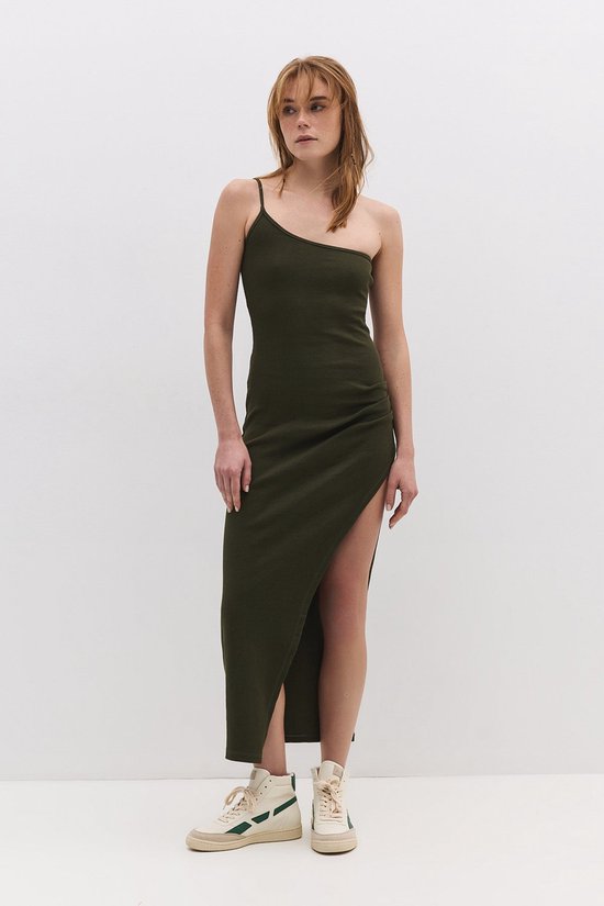 Robe longue fendue à une épaule | bol