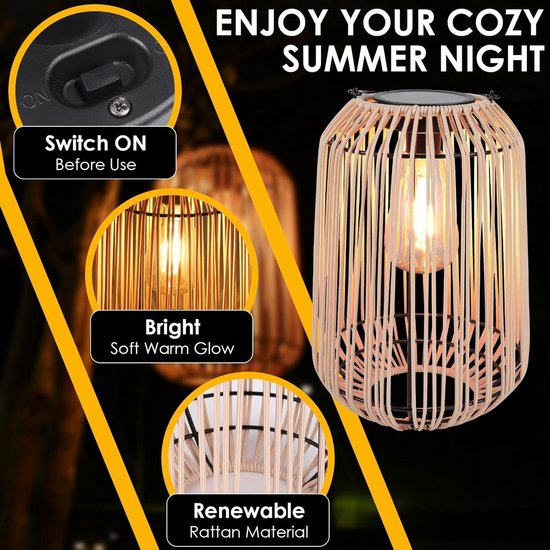 Outdoor Garden Large Rattan Solar Lantern - Hanging Standing Solar ...