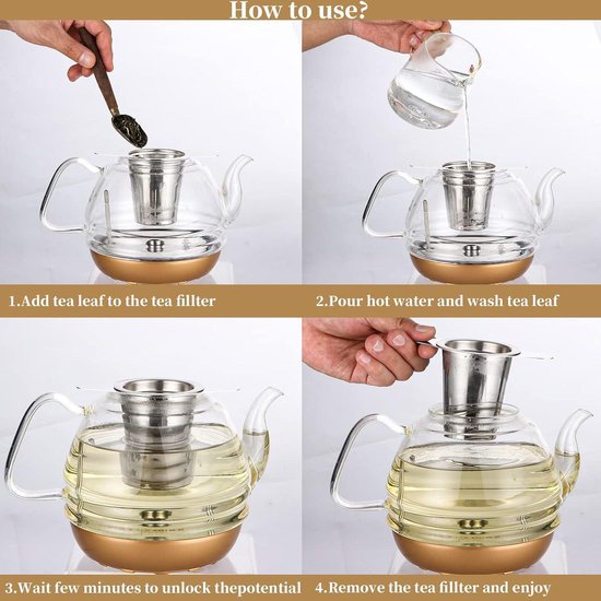 Tea Strainer with Lid and Double Handle for Loose Tea - Stainless Steel ...