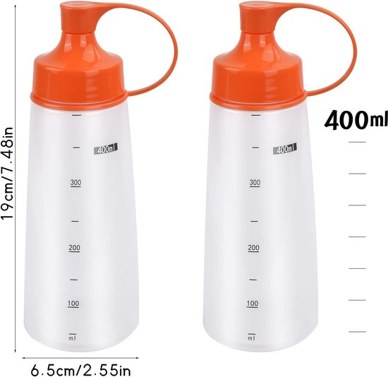 SNQ 2 stuks knijpflessen- 14 oz flessen voor sauzen- ketchup ...