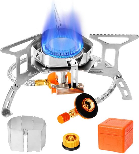 Winddichte Camping Gasbrander met Piëzo-Ontsteking en 3500W Burner ...