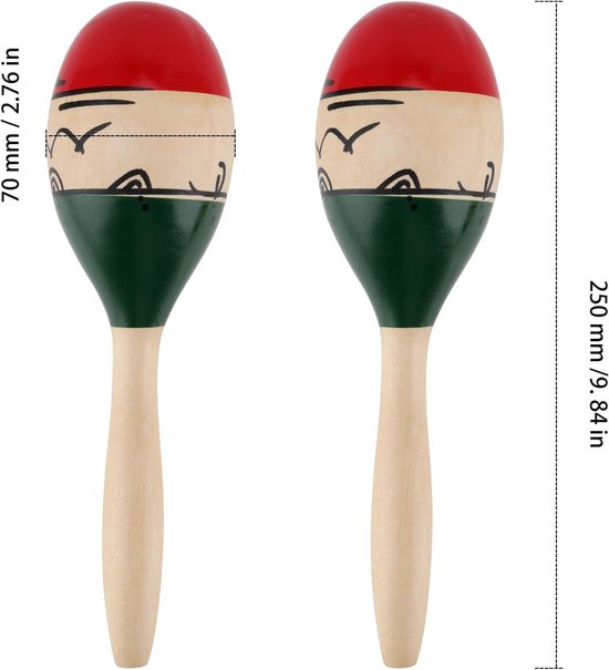 Allecto Plus - Houten Maracas Set van 4 Stuks - 7 x 25cm - Hand Maracas ...