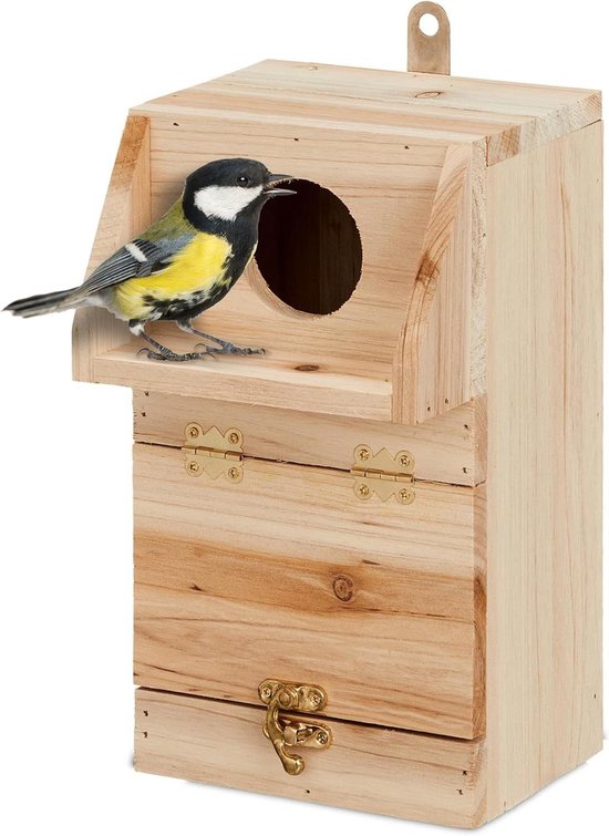 Nesting Box for Great Tits & Redstarts with Cleaning Flap - Wood ...