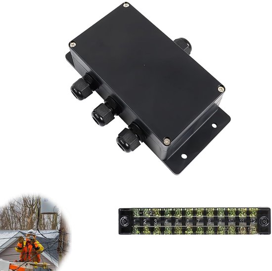 IP66 Waterproof Junction Box, DEANKEJI 4-Way Outdoor Divider Box, Black ...
