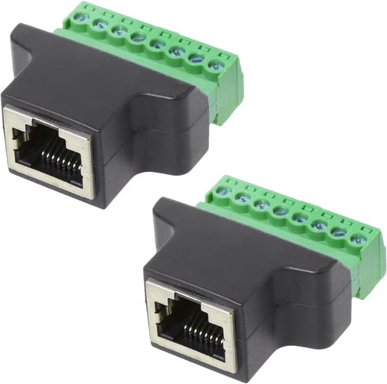 2pcs RJ45 Screw Clamp Adapters - RJ45 Bus to Terminal Block 8 Pin ...
