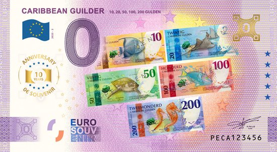 0 Euro biljet Nederland 2025 - Caribbean Guilder 10, 20, 50, 100, 200 ...