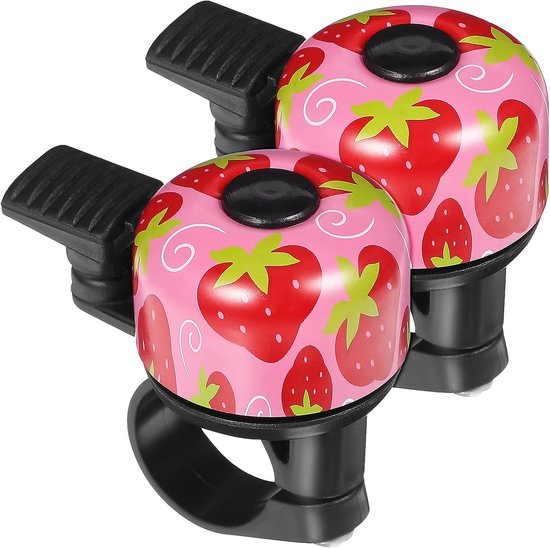 SNQ Fietsbellen - 2 stuks fietsbellen met aardbeienmotief - Kinderstepbellen -... | bol
