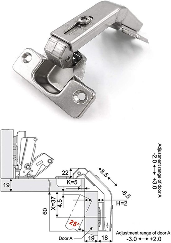 Allecto Premium - Speciale Opvouwbare 135 Graden Scharnier voor ...