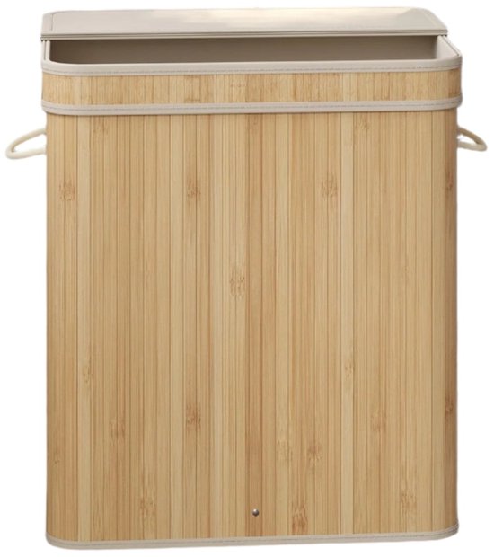 Wasmand met deksel - wascollector bamboe - waszak met handgrepen ...