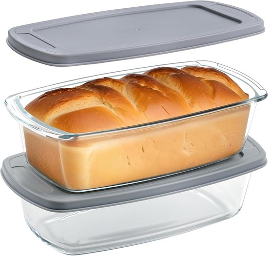 Inovra Plus - Glazen Broodbakvorm 1.8 L (2 stuks) - Grote Broodpan met ...