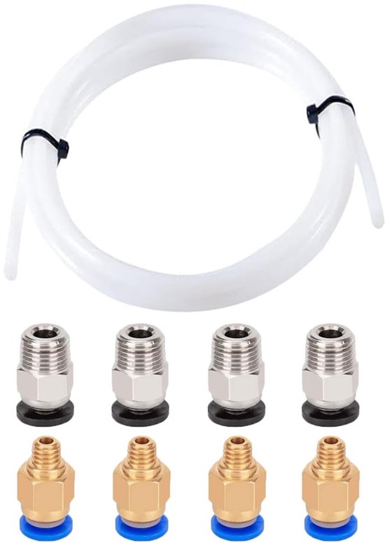 2 m PTFE Teflon 3D Printer Hose - met 4 PC4-M6 Tire Connectors - en 4 ...