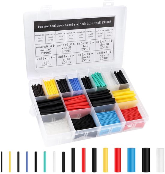 Allecto Premium - Elektrische krimpkous set met 580 stuks in 6 kleuren ...