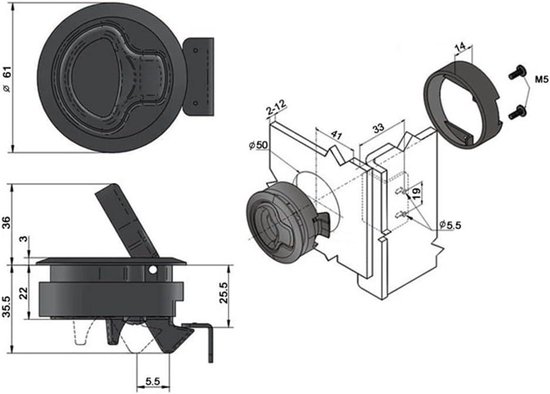Allecto Premium - 2 inch vergrendeling luik slot voor boot marine ...