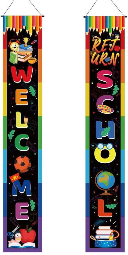 BOXOB 2 Pieces Welcome Back School Banner, Welcome Back School Hanging ...