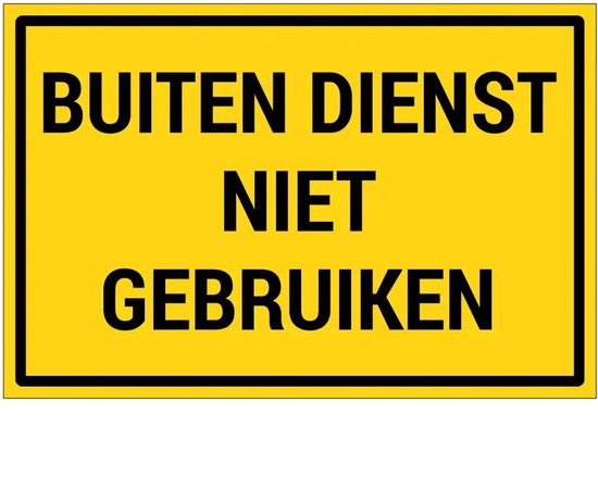 Buiten dienst niet gebruiken sticker - 45 x 30 cm | bol