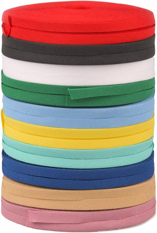 10 Rolls 10 Colors Double Fold Bias Tape - Bias Binding Tape voor ...