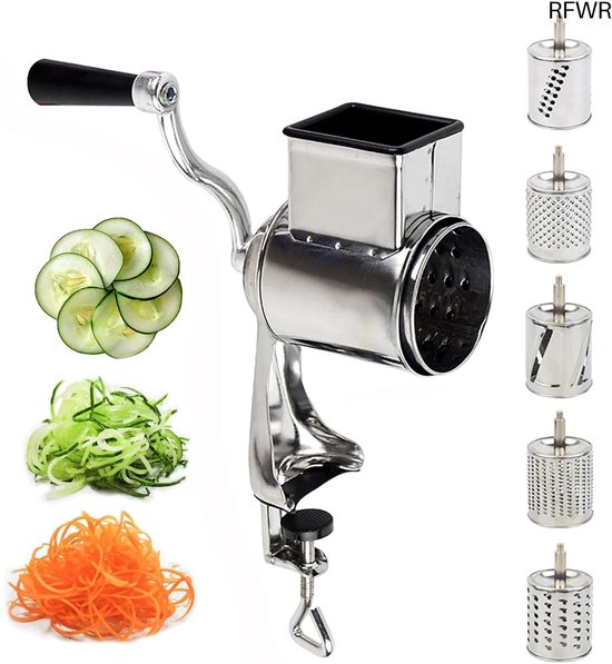 RFWR® Handmatige roterende aardappelrasp en groentesnijder met 5 ...