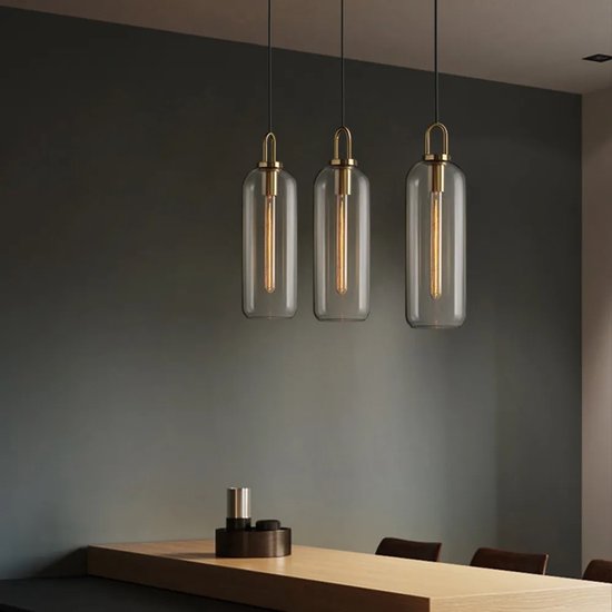 TooLight Gouden hanglamp - glazen kap - E27 fitting - 13 x 43 cm | bol