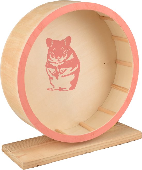 Flamingo Danco - Speelgoed Knaagdier - Ks Looprad Danco Hout Zalm Roze L Dia. 29cm -... | bol